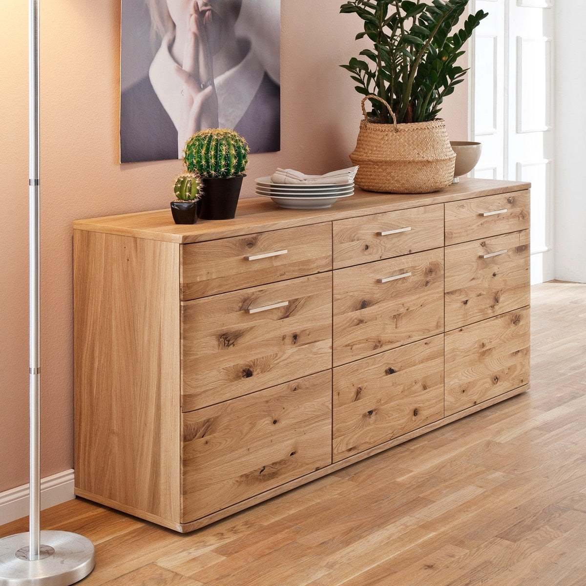 Sideboard Santa Fe Eiche bianco 180 cm teilmassiv – Empinio24