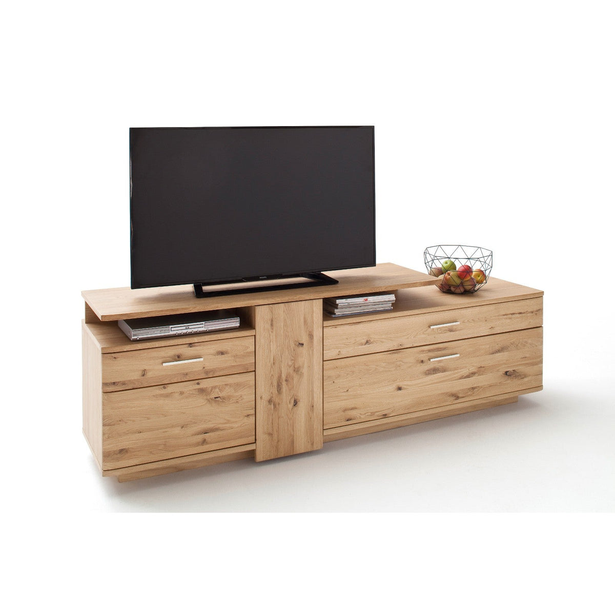 TV-Lowboard Eiche bianco teilmassiv 210 cm Santa Fe – Empinio24